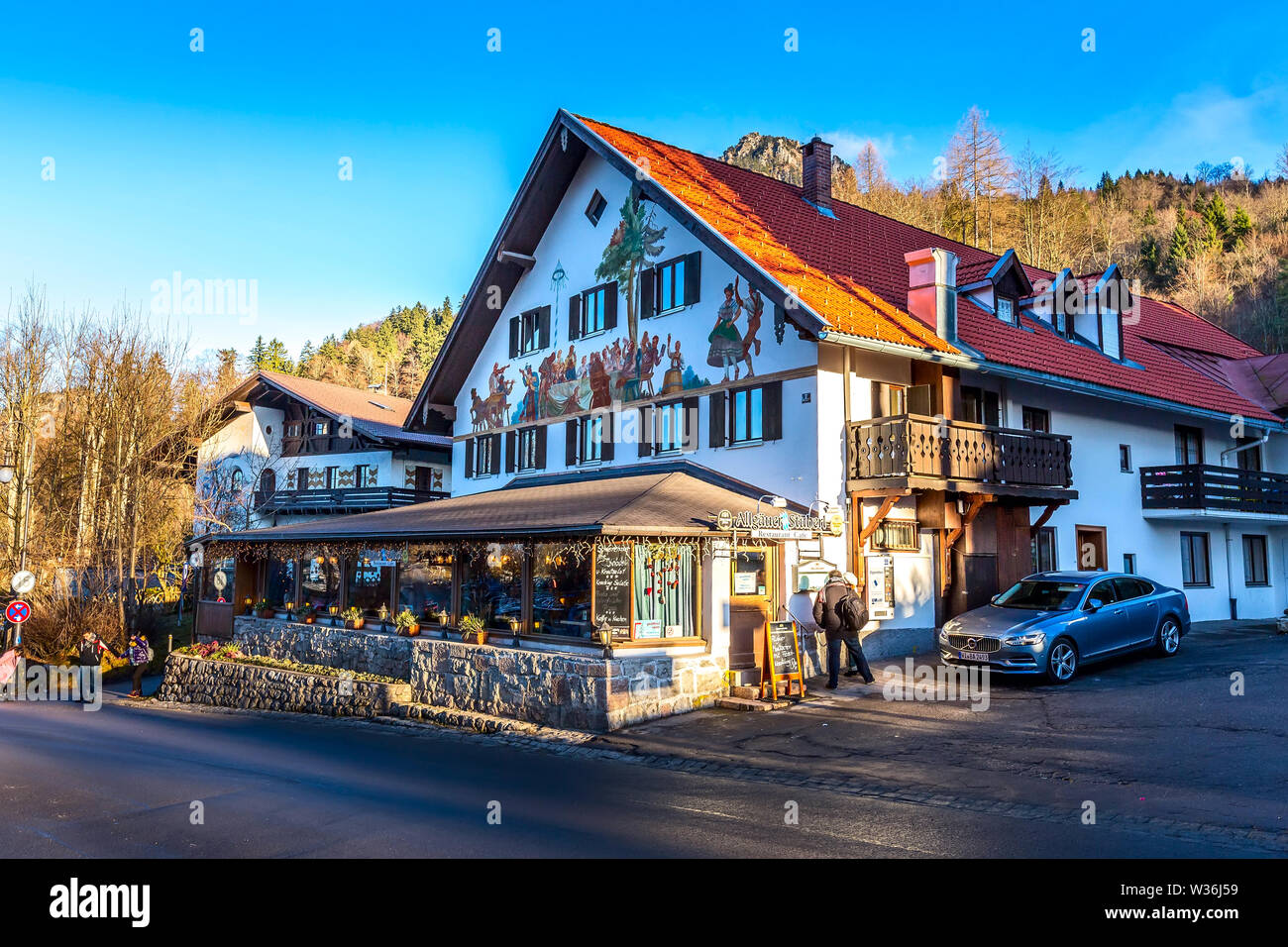 Fussen, Germany - December 27, 2016: Beautiful painted of traditional ...