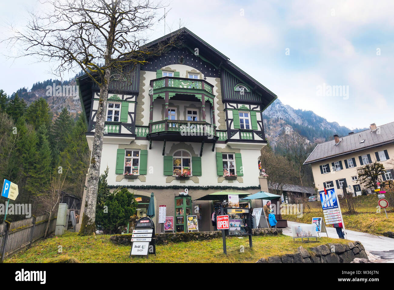 Fussen, Germany - December 27, 2016: Beautiful painted traditional ...