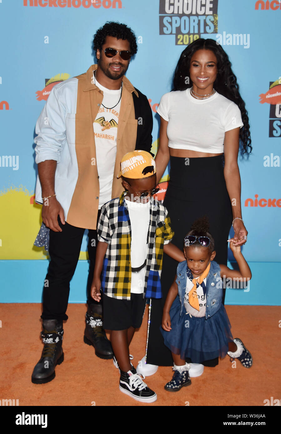 SANTA MONICA, CA - JULY 11: (L-R) Russell Wilson, Ciara, Future Zahir ...