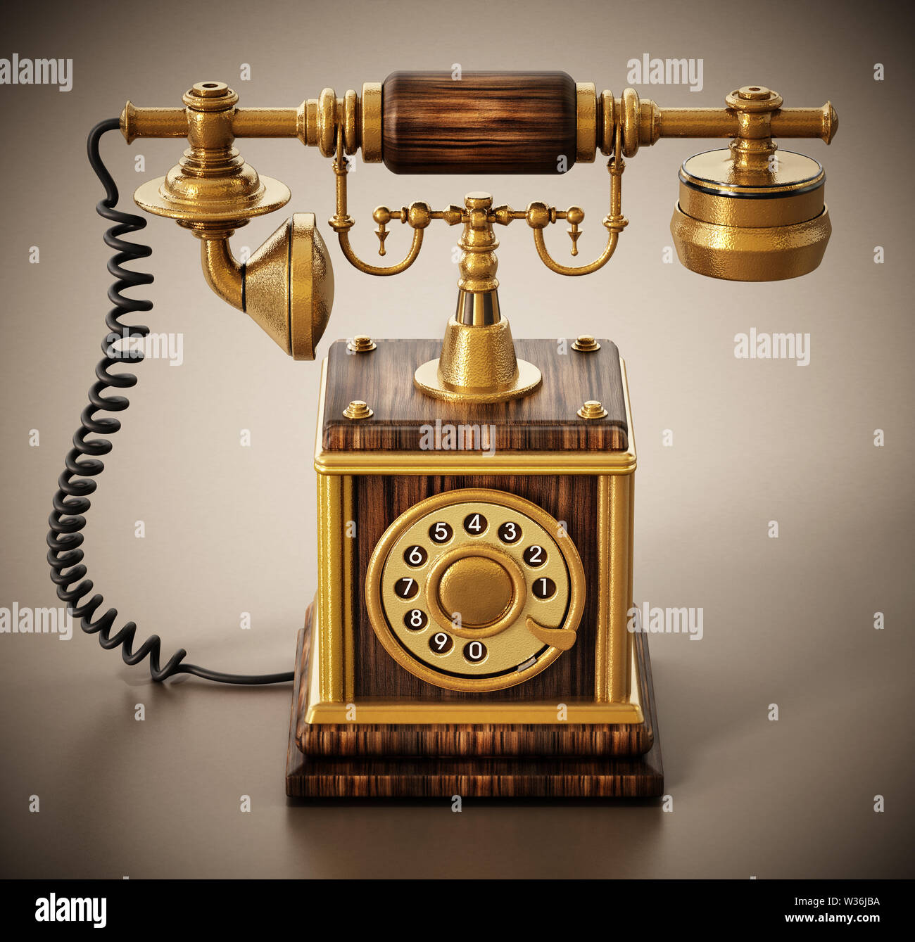 Antique dial phone against dark background. 3D illustration Stock Photo ...