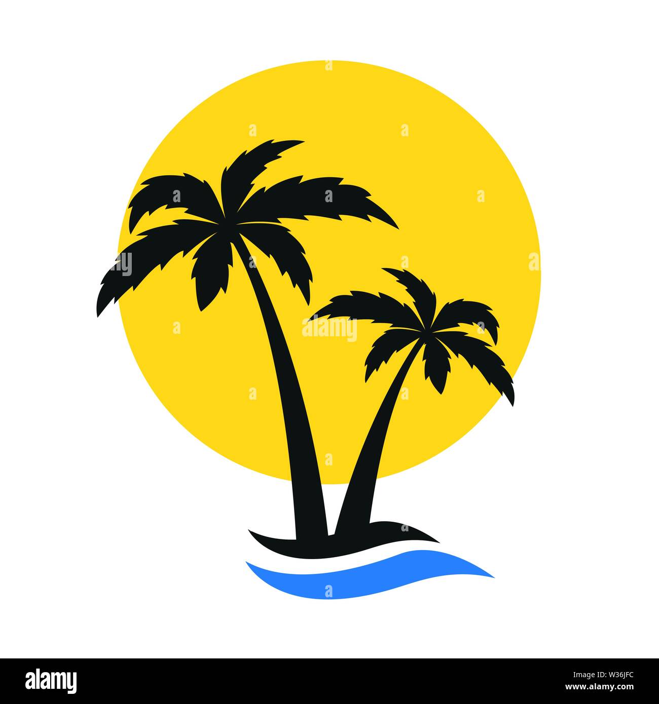 Silhouette palm tree sunset Cut Out Stock Images & Pictures - Alamy