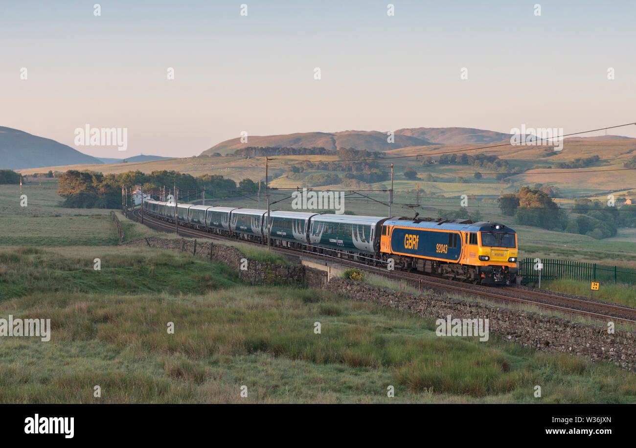 GB Railfreight class 92 electric locomotive passing Scout Green (north ...