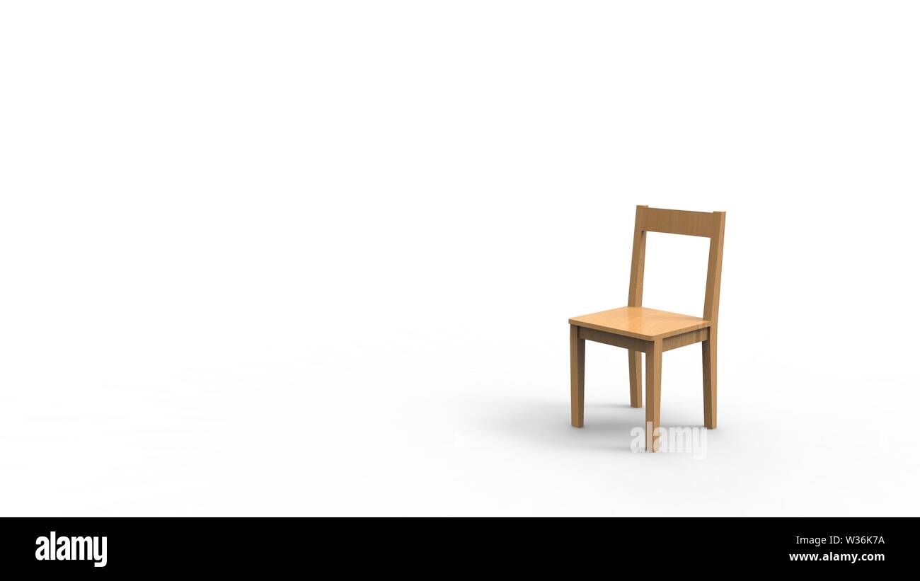 3d rendering of a single wooden chair isolated in empty studio space ...