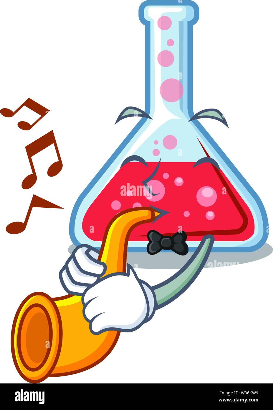 With trumpet erlenmeyer flask above wooden cartoon table Stock Vector ...