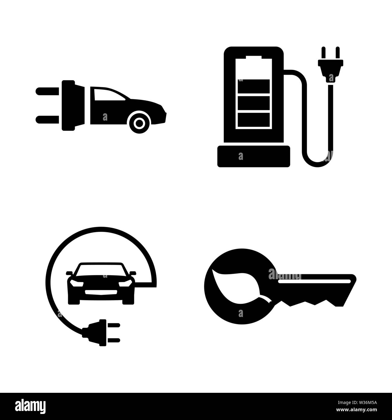 Electric Car. Simple Related Vector Icons Set for Video, Mobile Apps ...