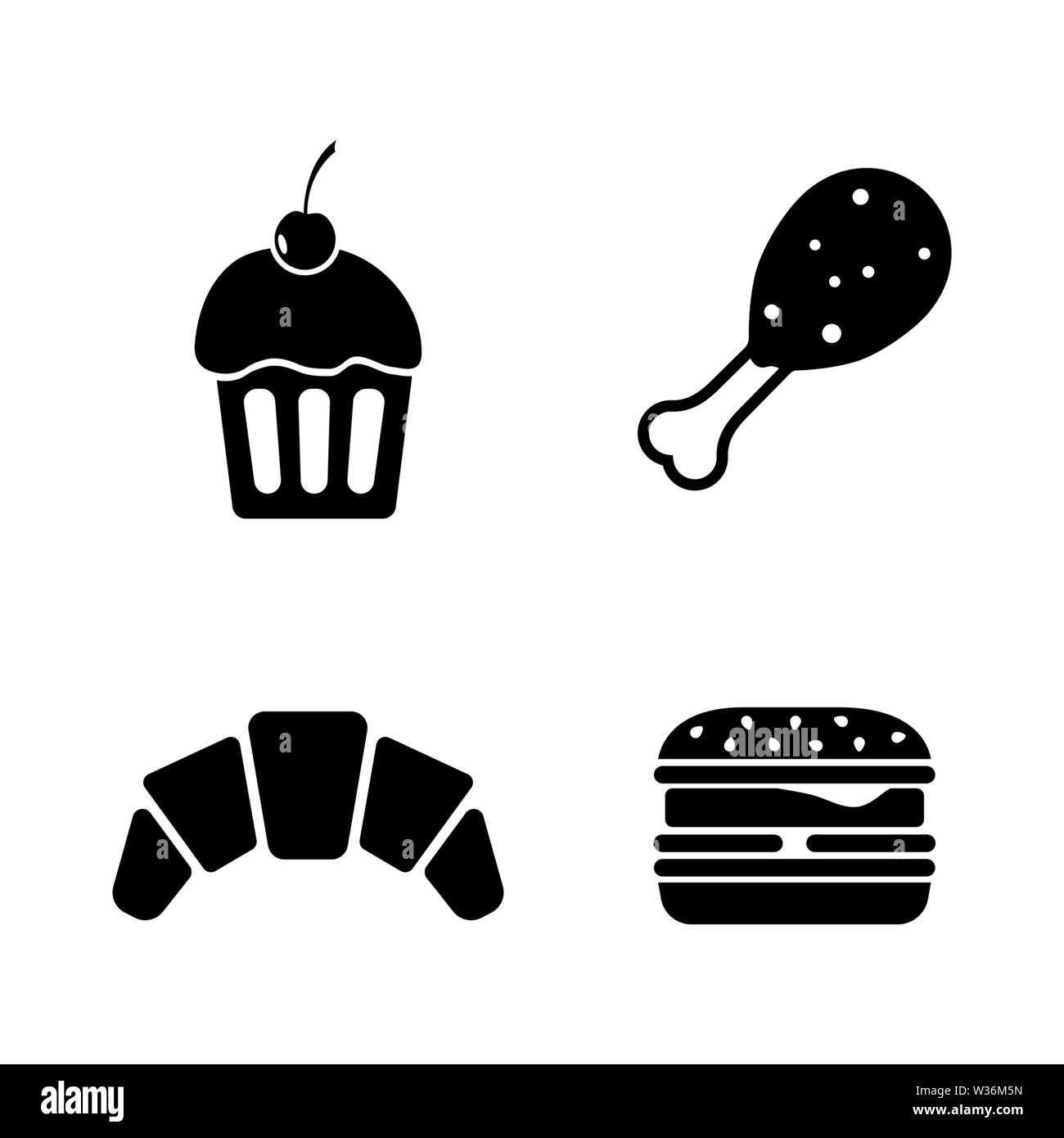 Junk Food. Simple Related Vector Icons Set for Video, Mobile Apps, Web ...