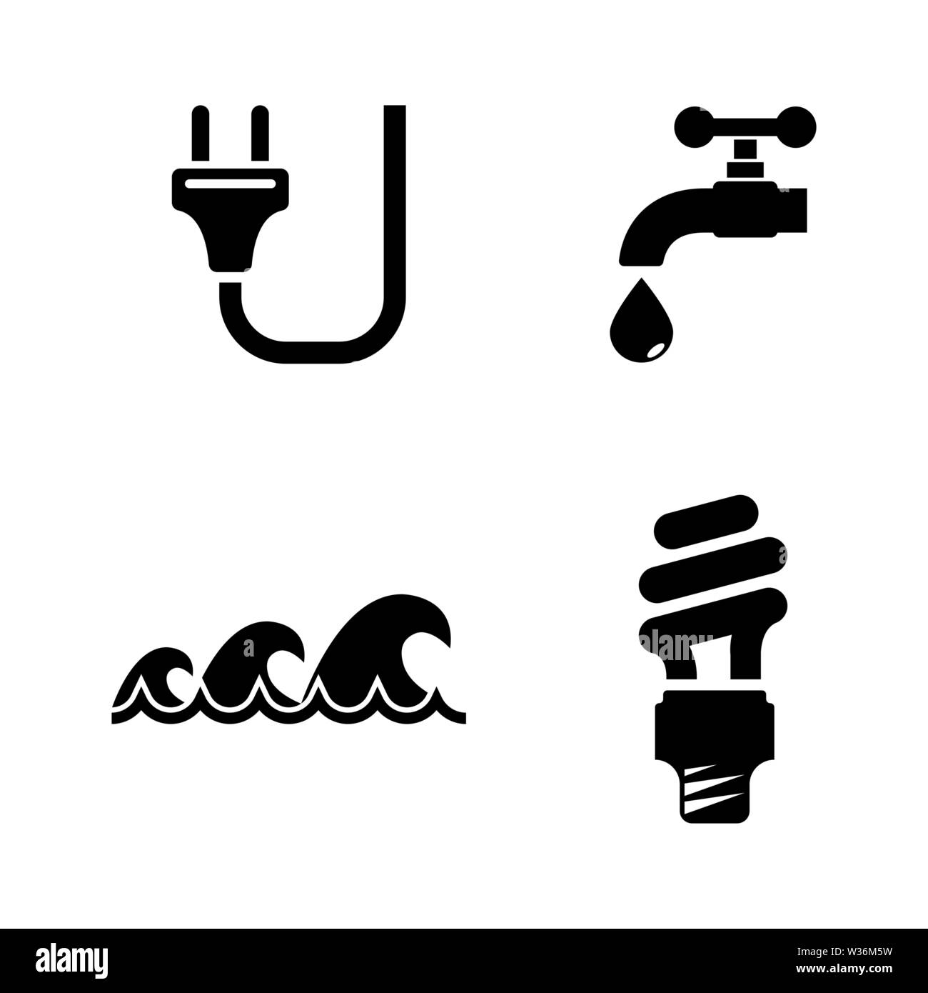 Water Electric Energy. Simple Related Vector Icons Set for Video ...
