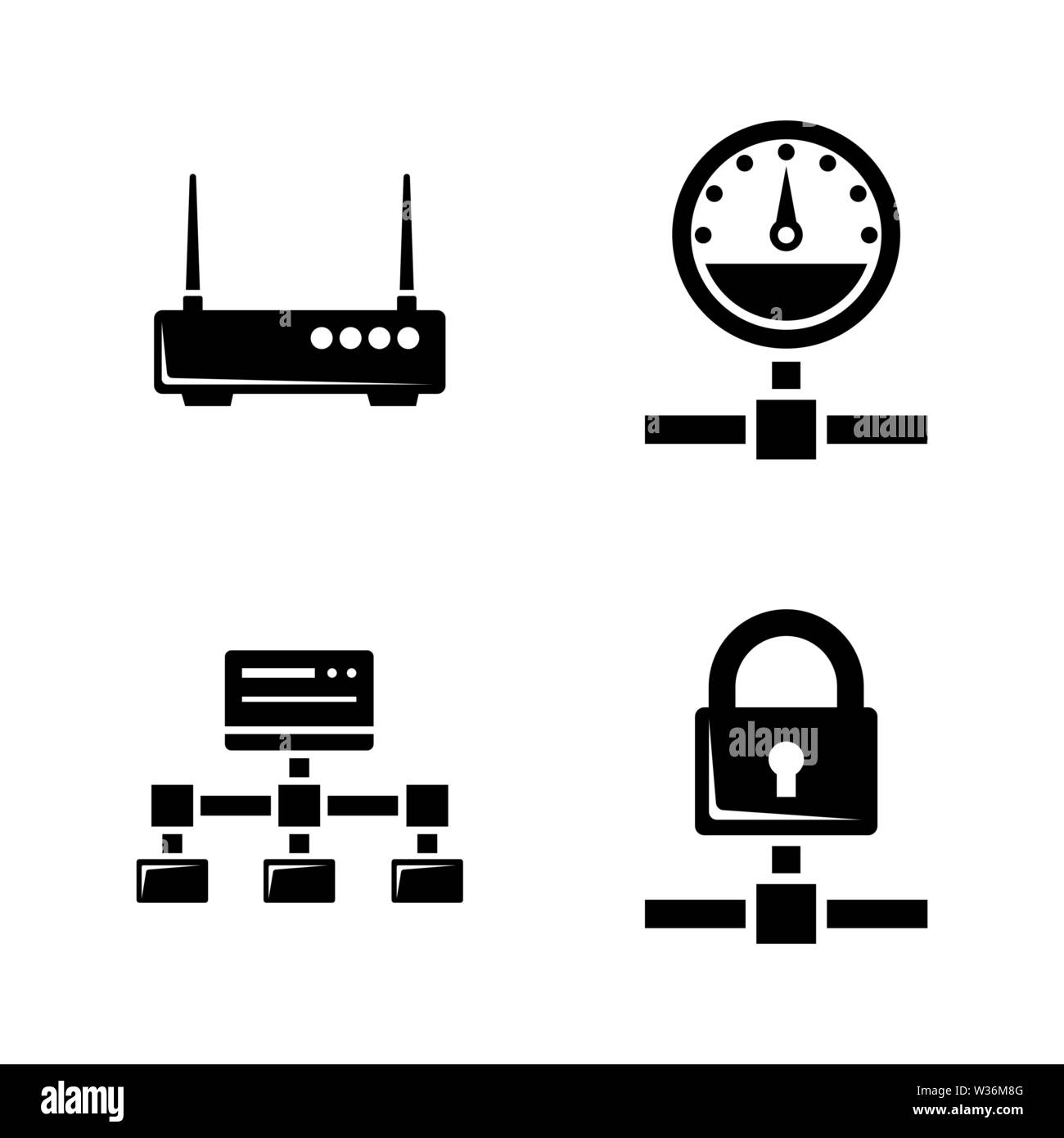 Computer Network. Simple Related Vector Icons Set for Video, Mobile ...