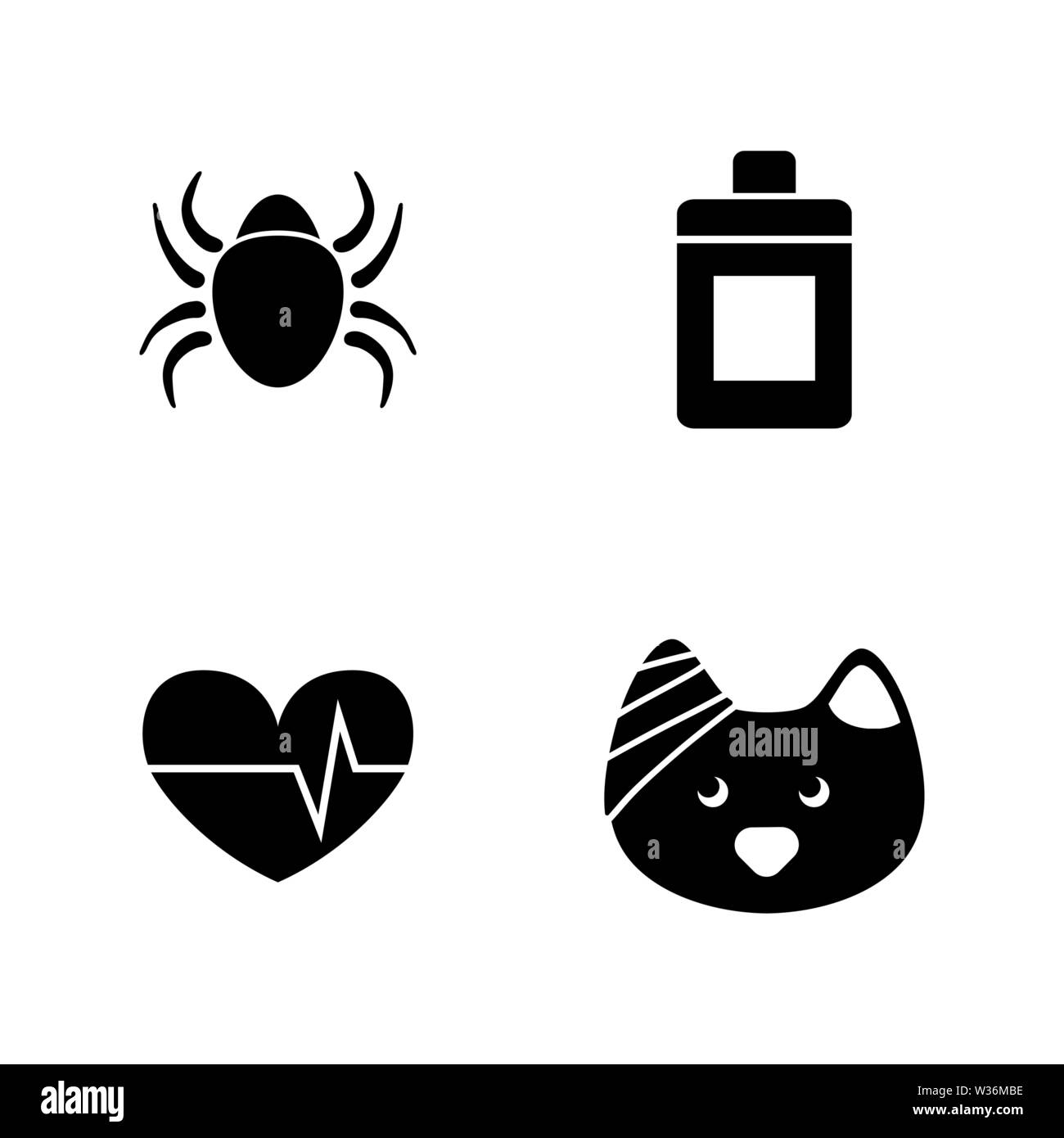 Cat Treatment, Vet. Simple Related Vector Icons Set for Video, Mobile ...