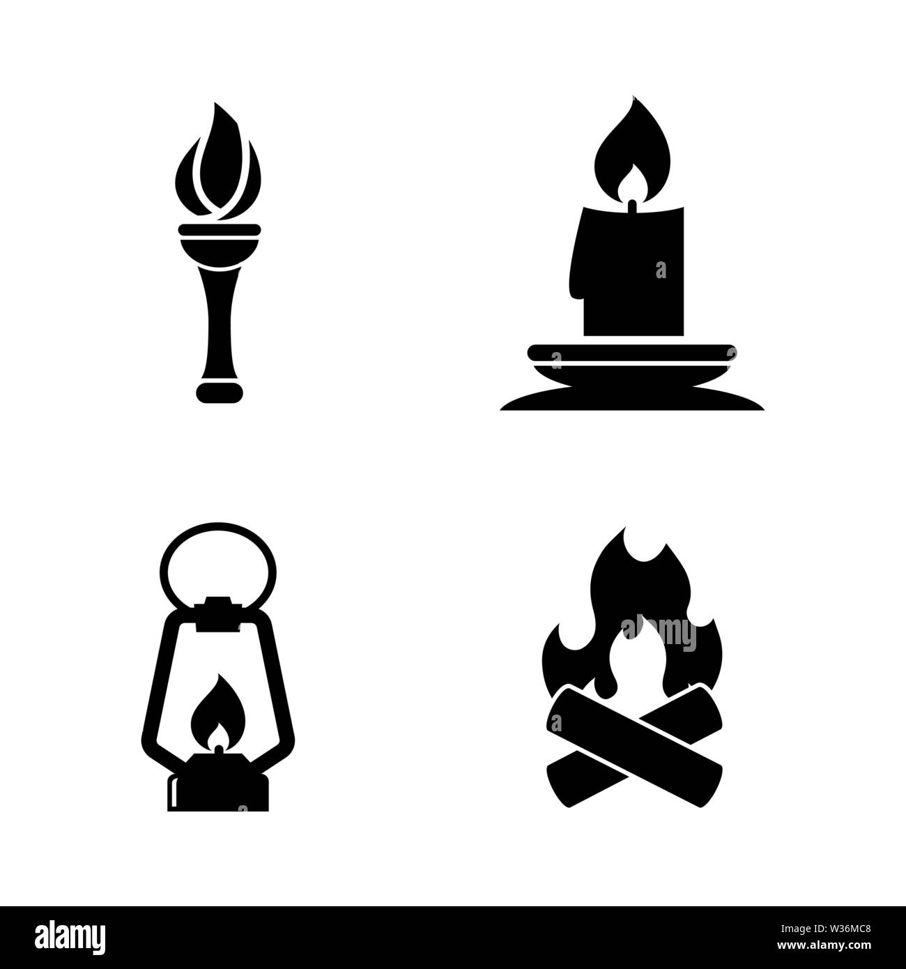 Fire Light Source. Simple Related Vector Icons Set for Video, Mobile ...