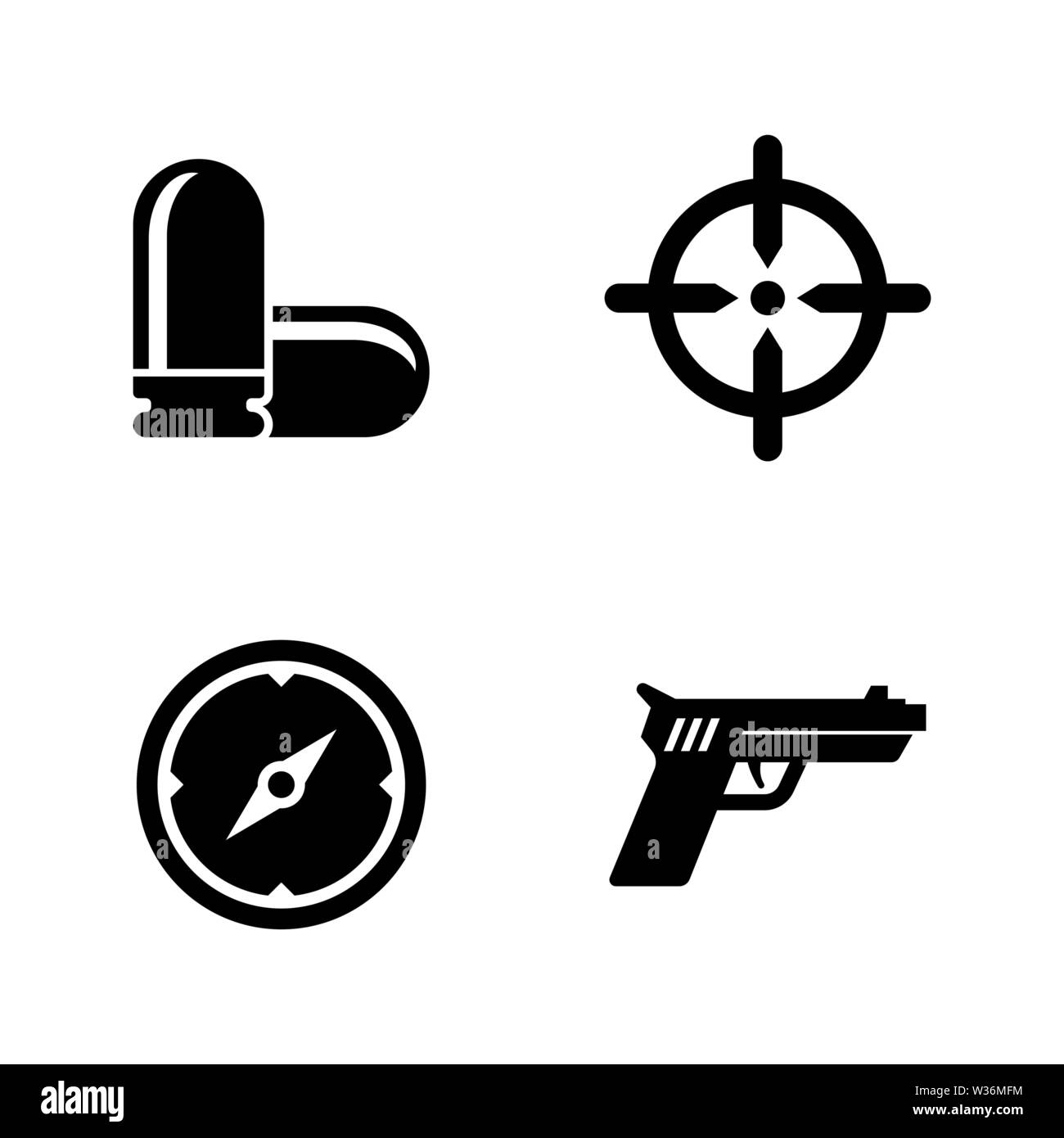 Pistol Shooting, Gun. Simple Related Vector Icons Set for Video, Mobile ...