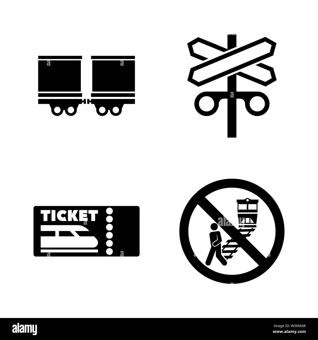 Railroad, Railway Train. Simple Related Vector Icons Set for Video ...