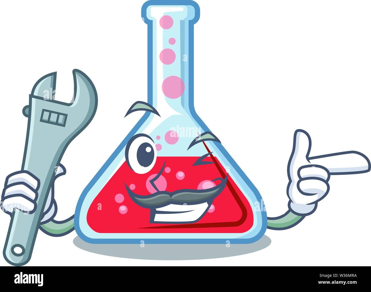 Mechanic erlenmeyer flask in cartoon lab room Stock Vector Image & Art ...