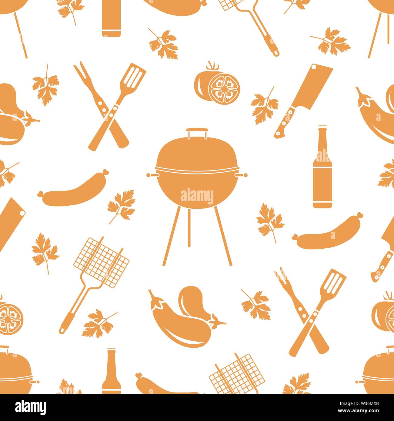 Seamless pattern with grill and barbecue tools. BBQ party background ...