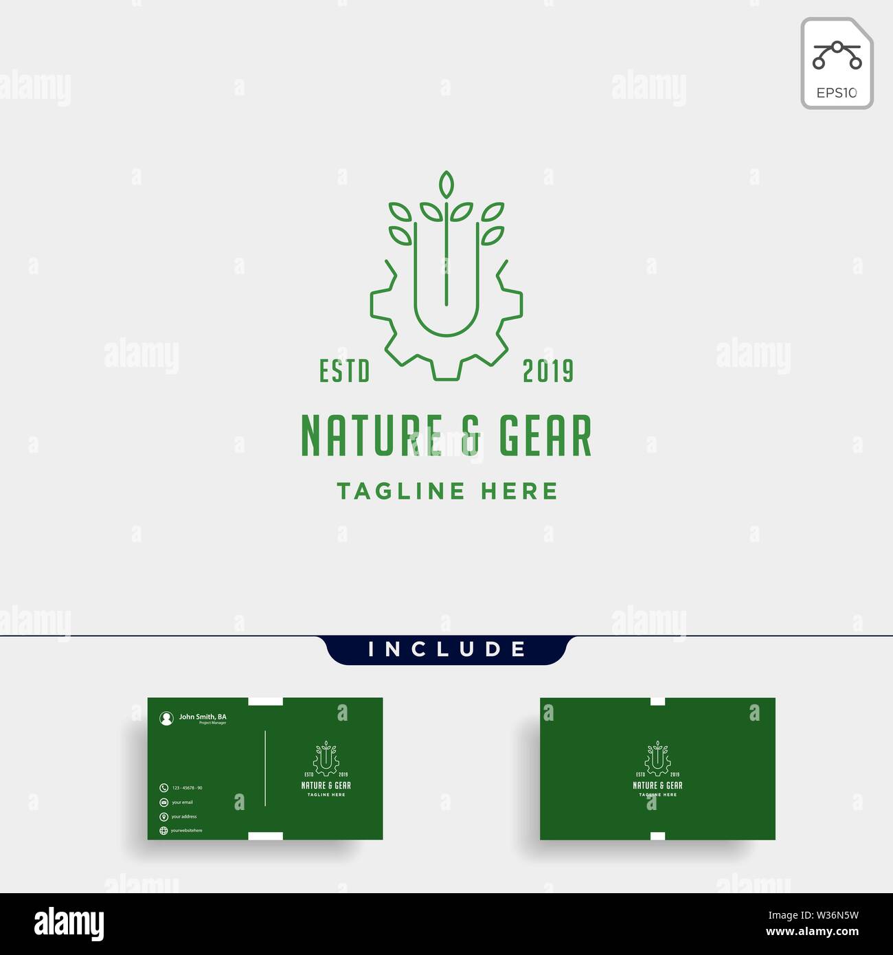 nature gear logo vector farm industry line icon symbol sign isolated ...