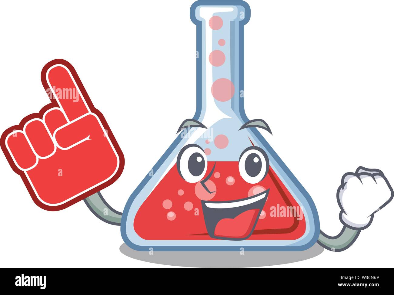 Foam finger erlenmeyer flask in cartoon lab room Stock Vector Image ...