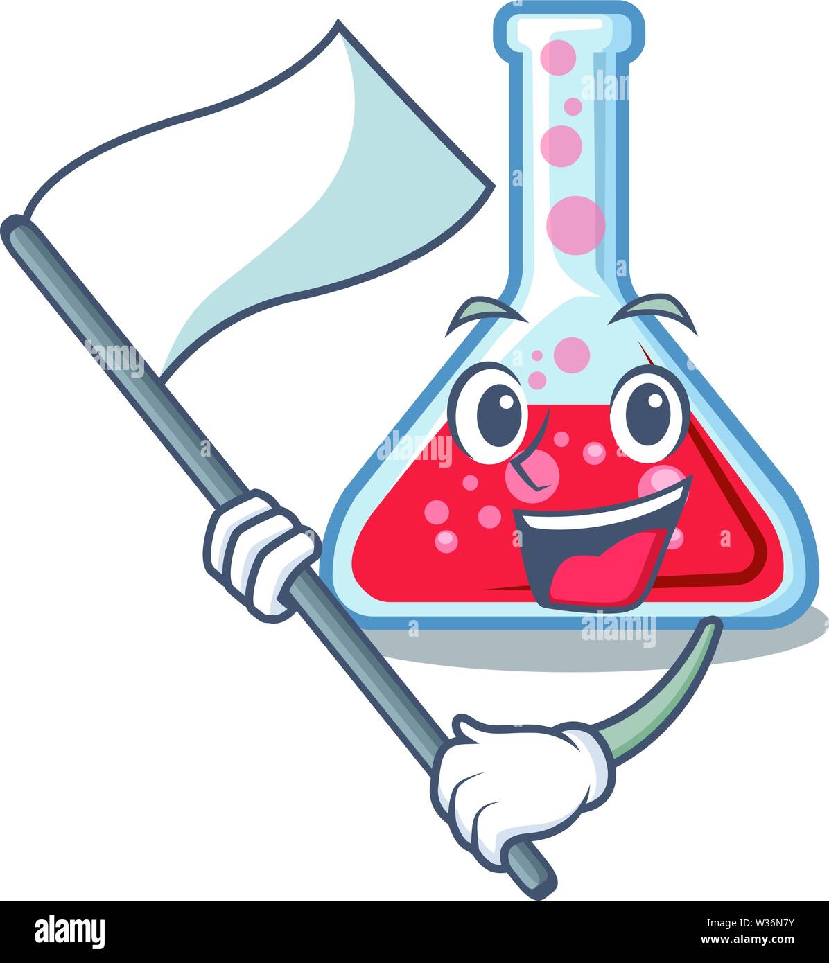 With flag erlenmeyer flask in cartoon lab room Stock Vector Image & Art ...