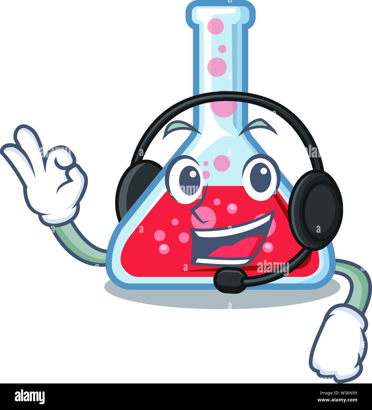 With headphone erlenmeyer flask in cartoon lab room Stock Vector Image ...