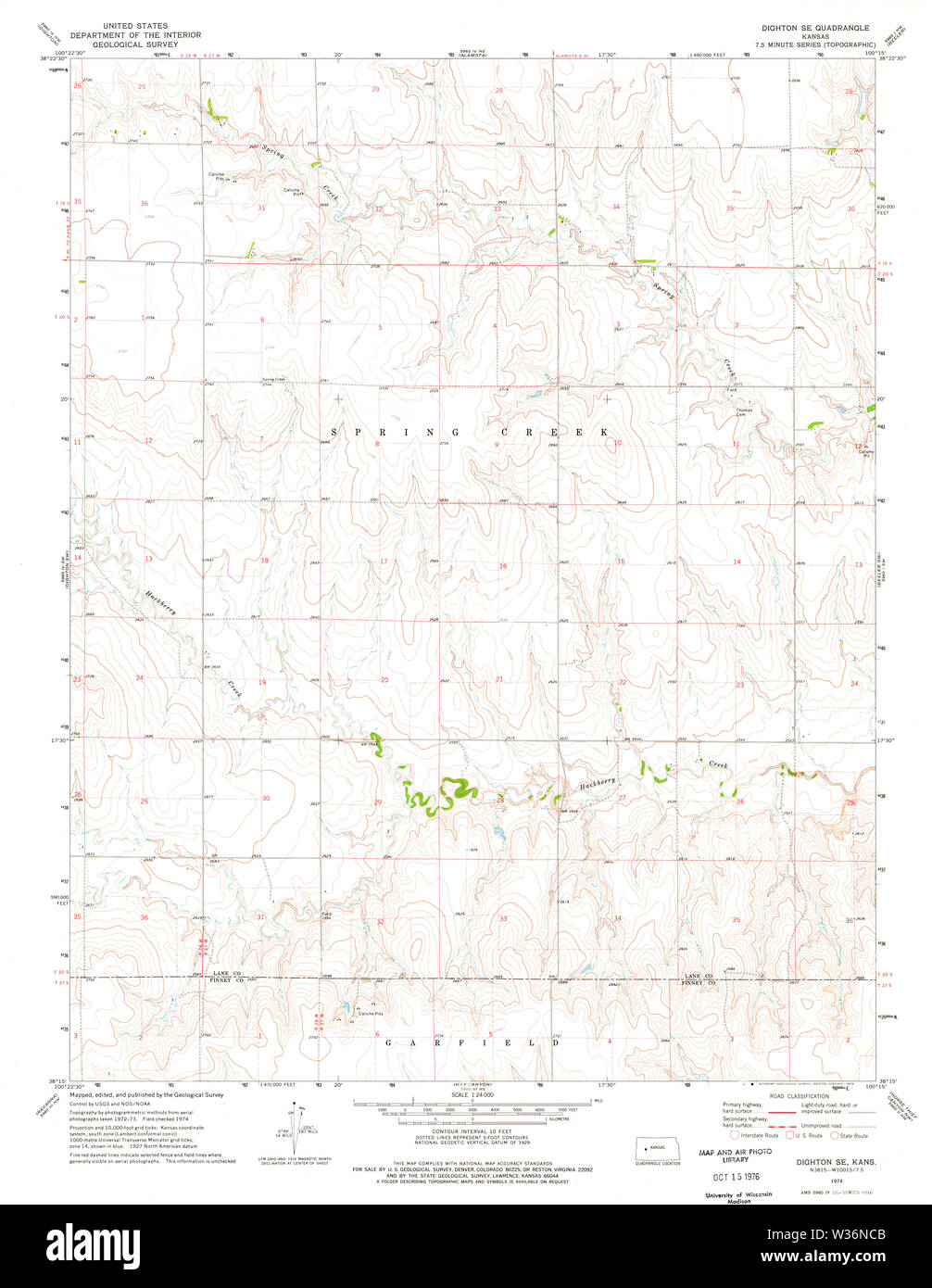 USGS TOPO Map Kansas KS Dighton SE 511189 1974 24000 Restoration Stock ...