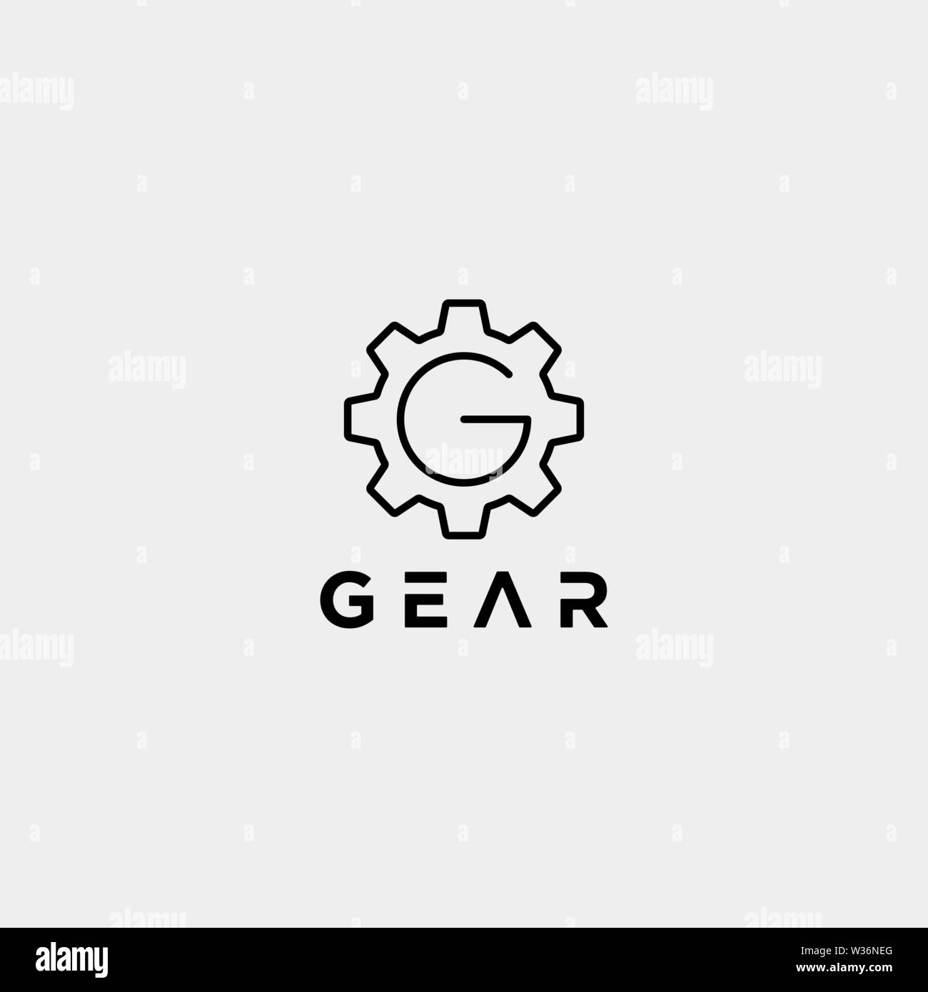 gear logo vector line icon industry initial g symbol sign isolated ...