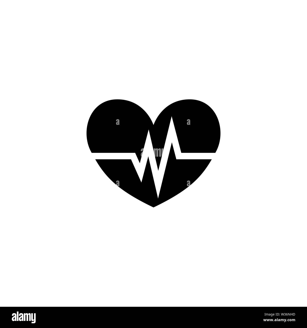 Heart rate. Cardiogram vector icon. Simple flat symbol on white ...