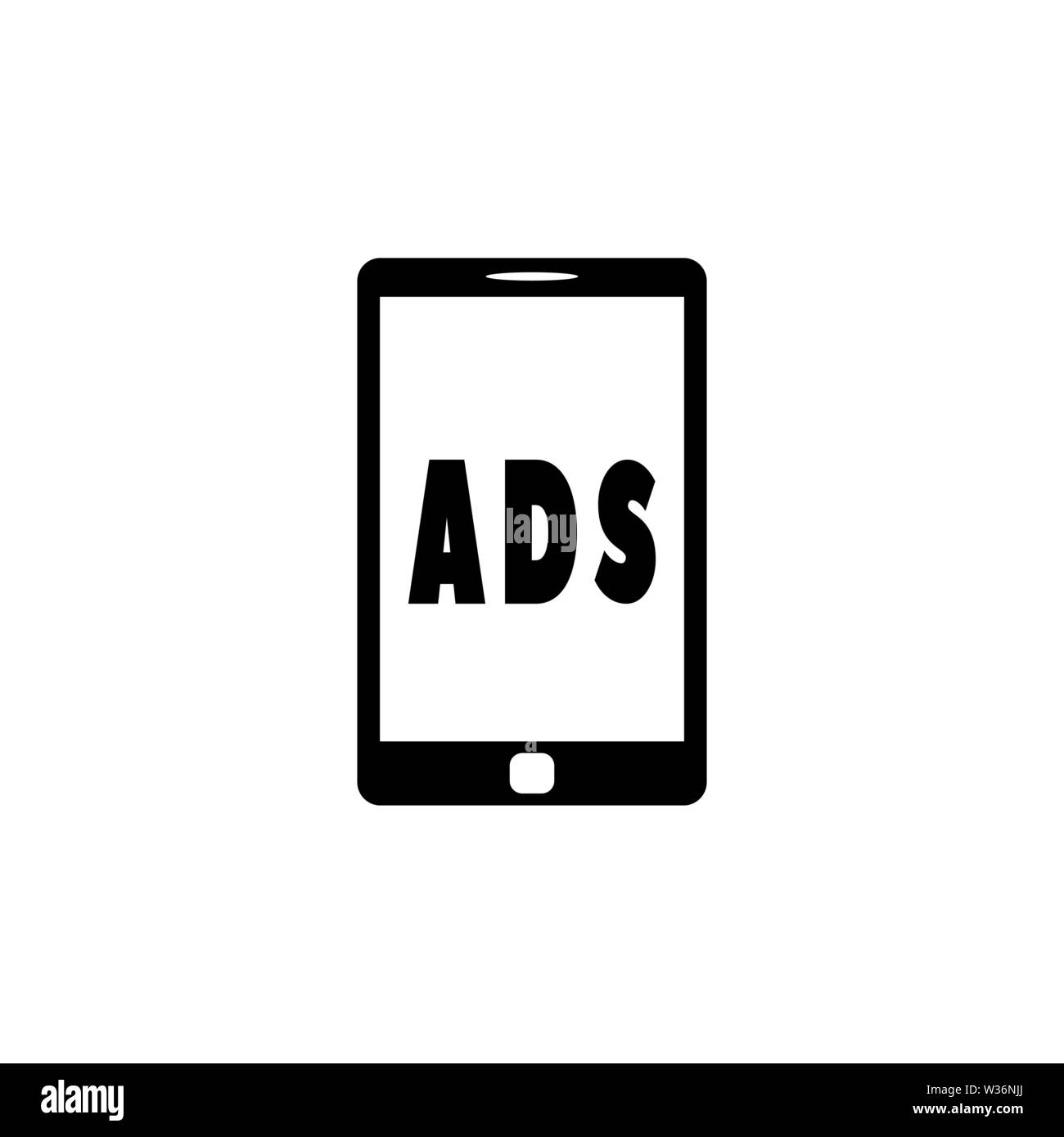 Mobile Advertising vector icon. Simple flat symbol on white background ...