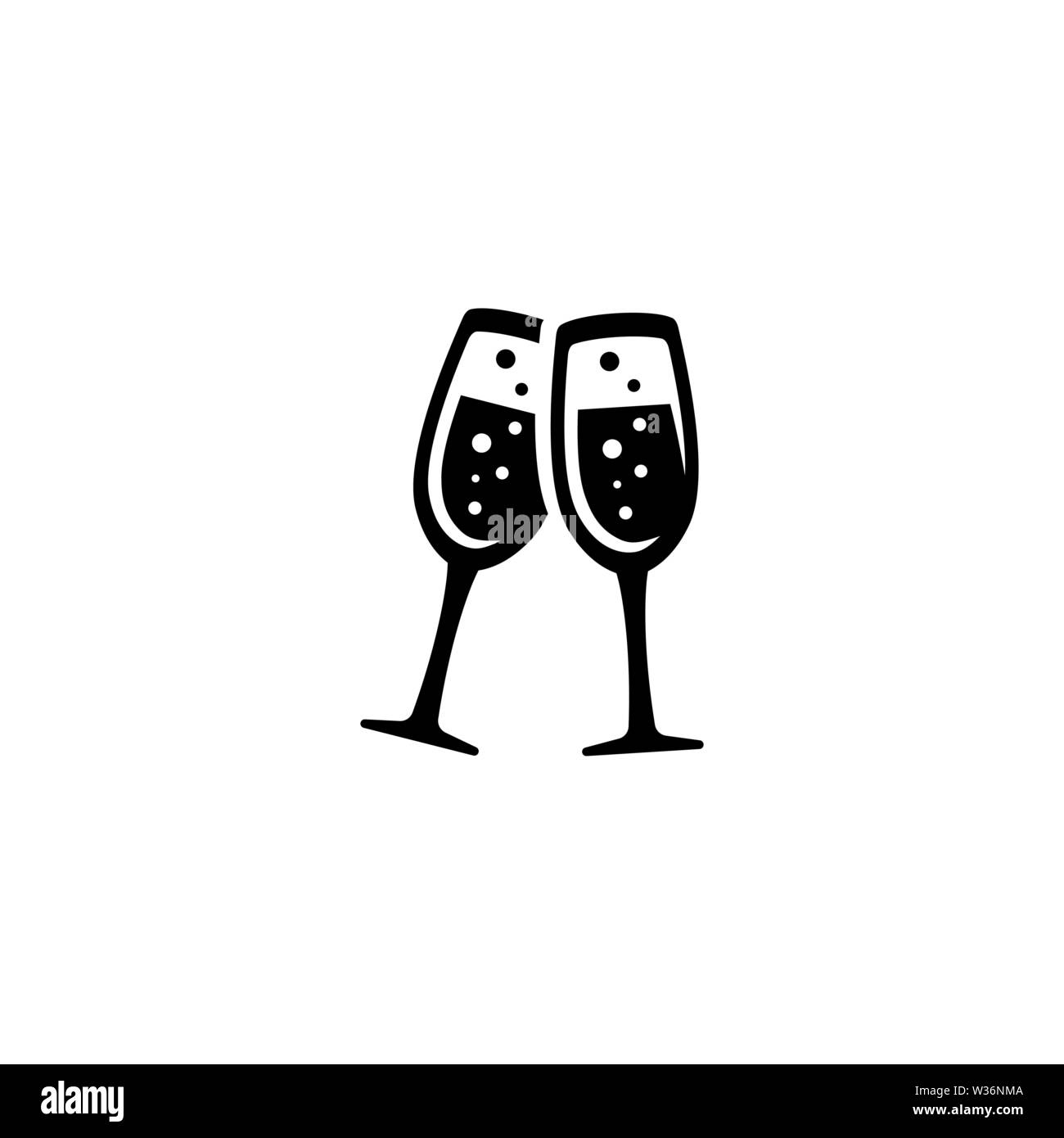 Wine Glasses Toast, Cheers vector icon. Simple flat symbol on white ... Wine Glasses Toast, Cheers vector icon. Simple flat symbol on white ...