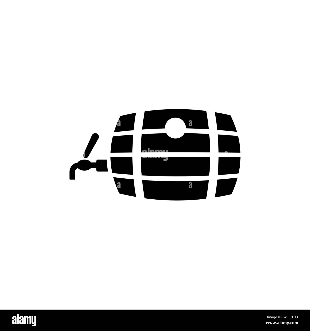 Barrel Beer. Flat Vector Icon. Simple black symbol on white background ...