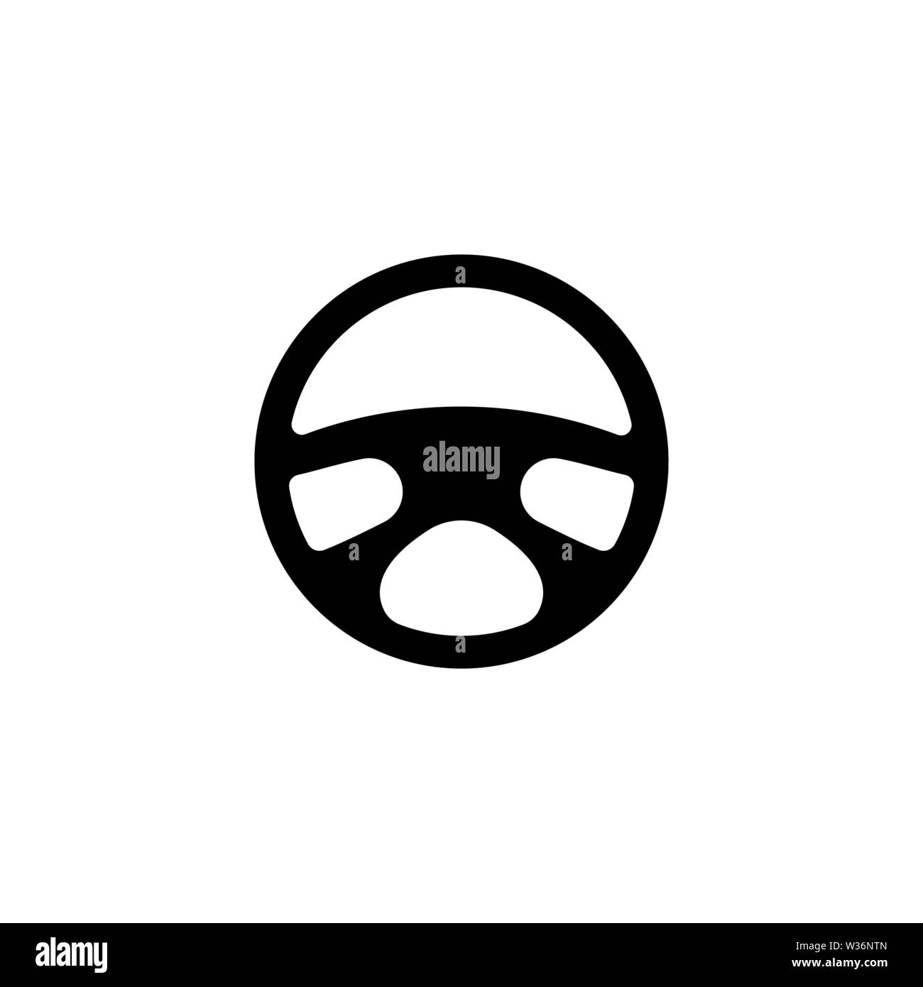 Steering Wheel. Flat Vector Icon. Simple black symbol on white ...