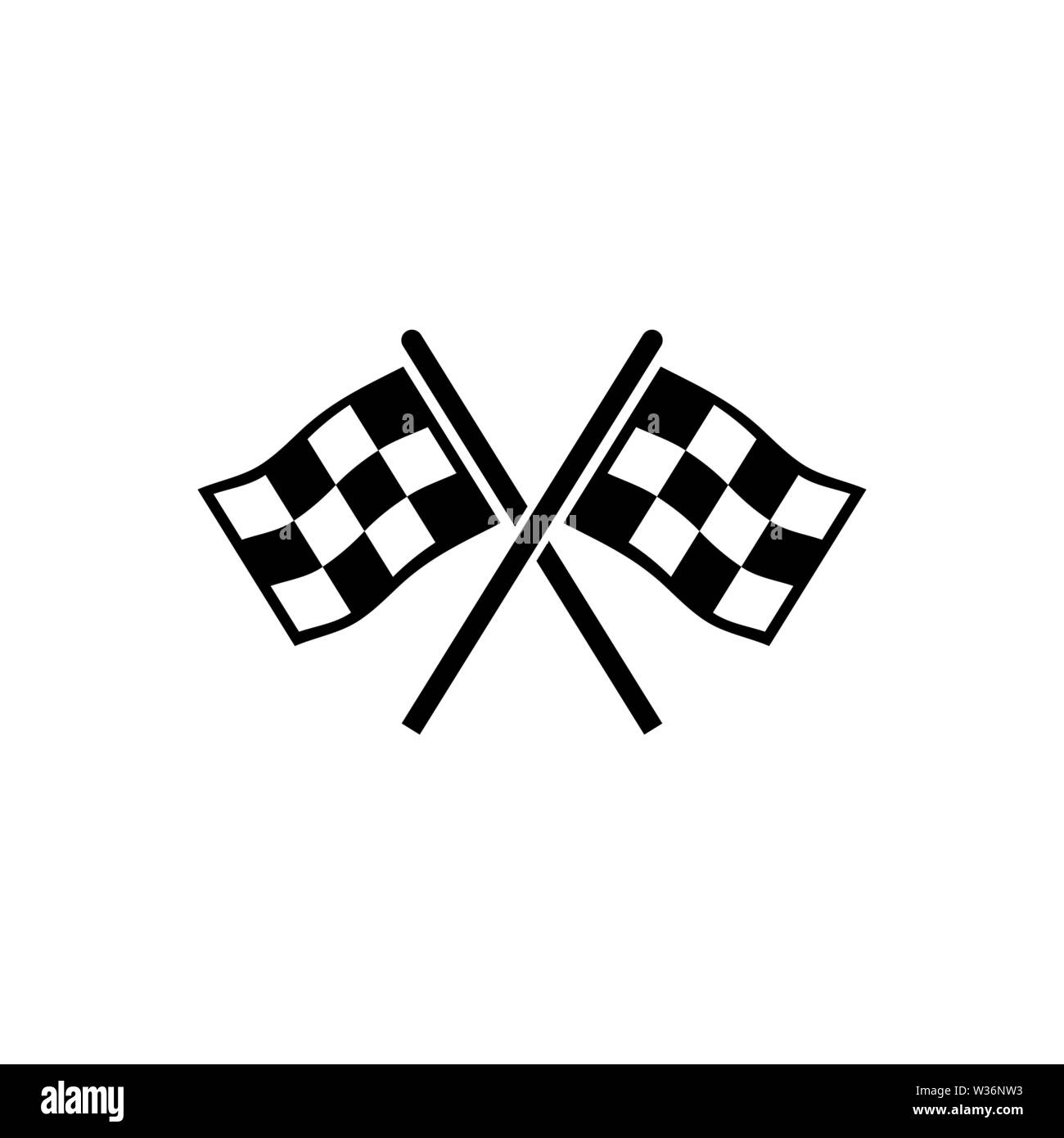 Finishing Flags. Flat Vector Icon. Simple black symbol on white ...