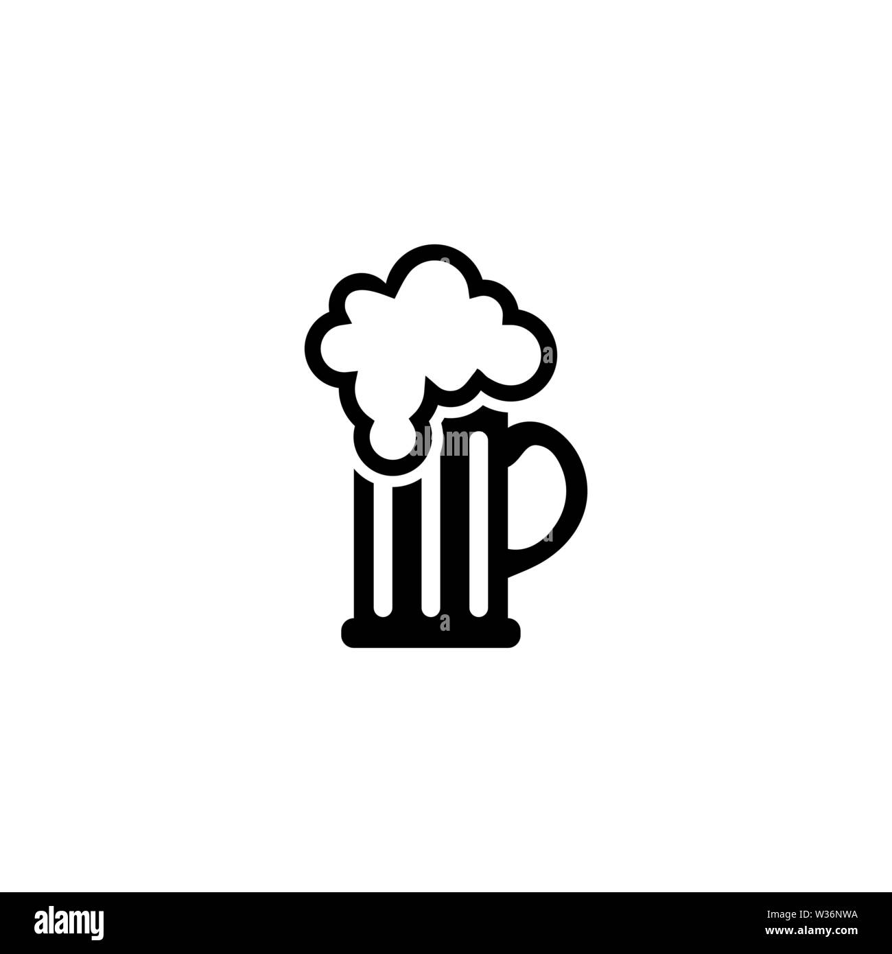 Beer Glass. Flat Vector Icon. Simple black symbol on white background ...