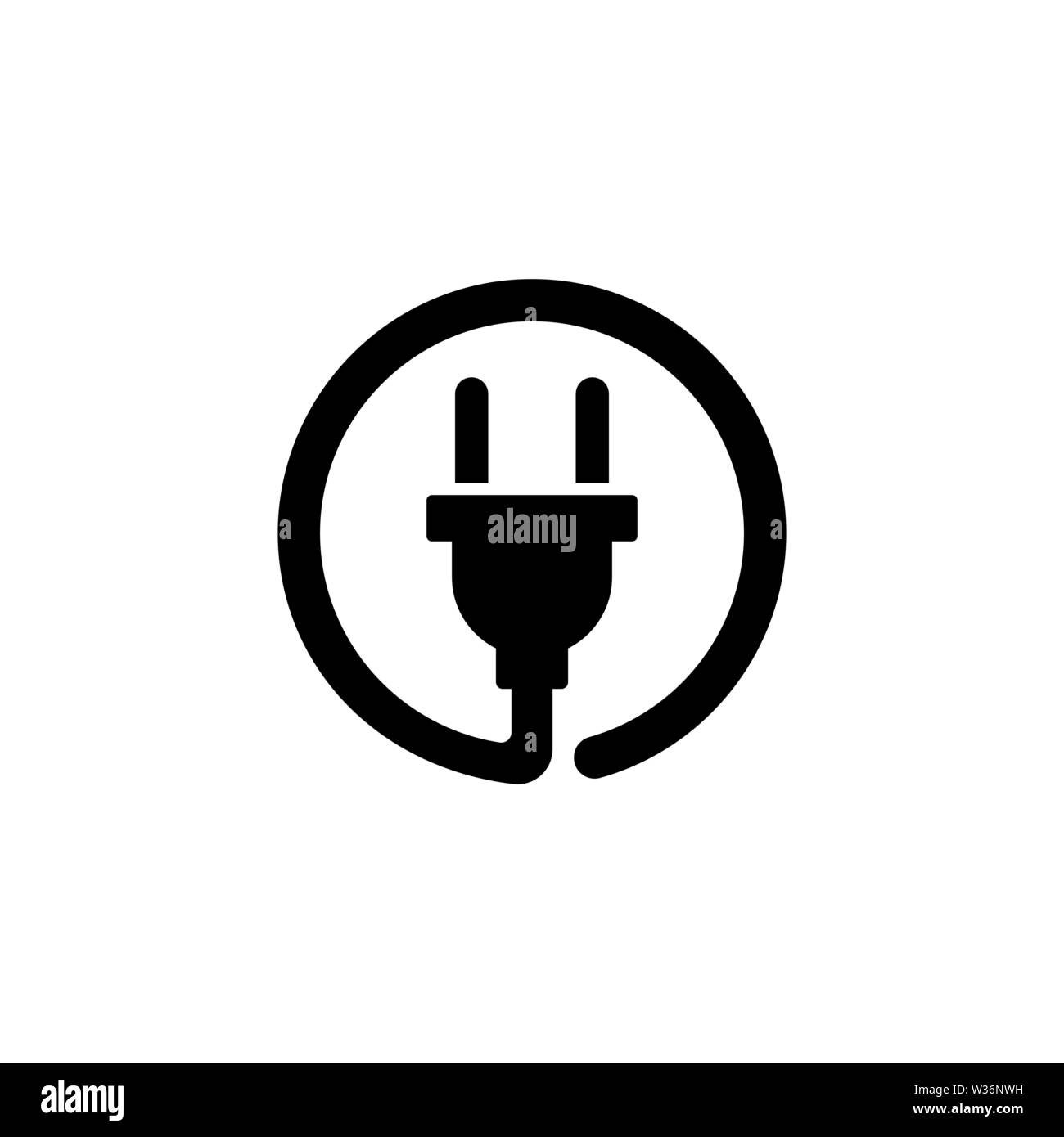 Electric Plug. Flat Vector Icon. Simple black symbol on white ...