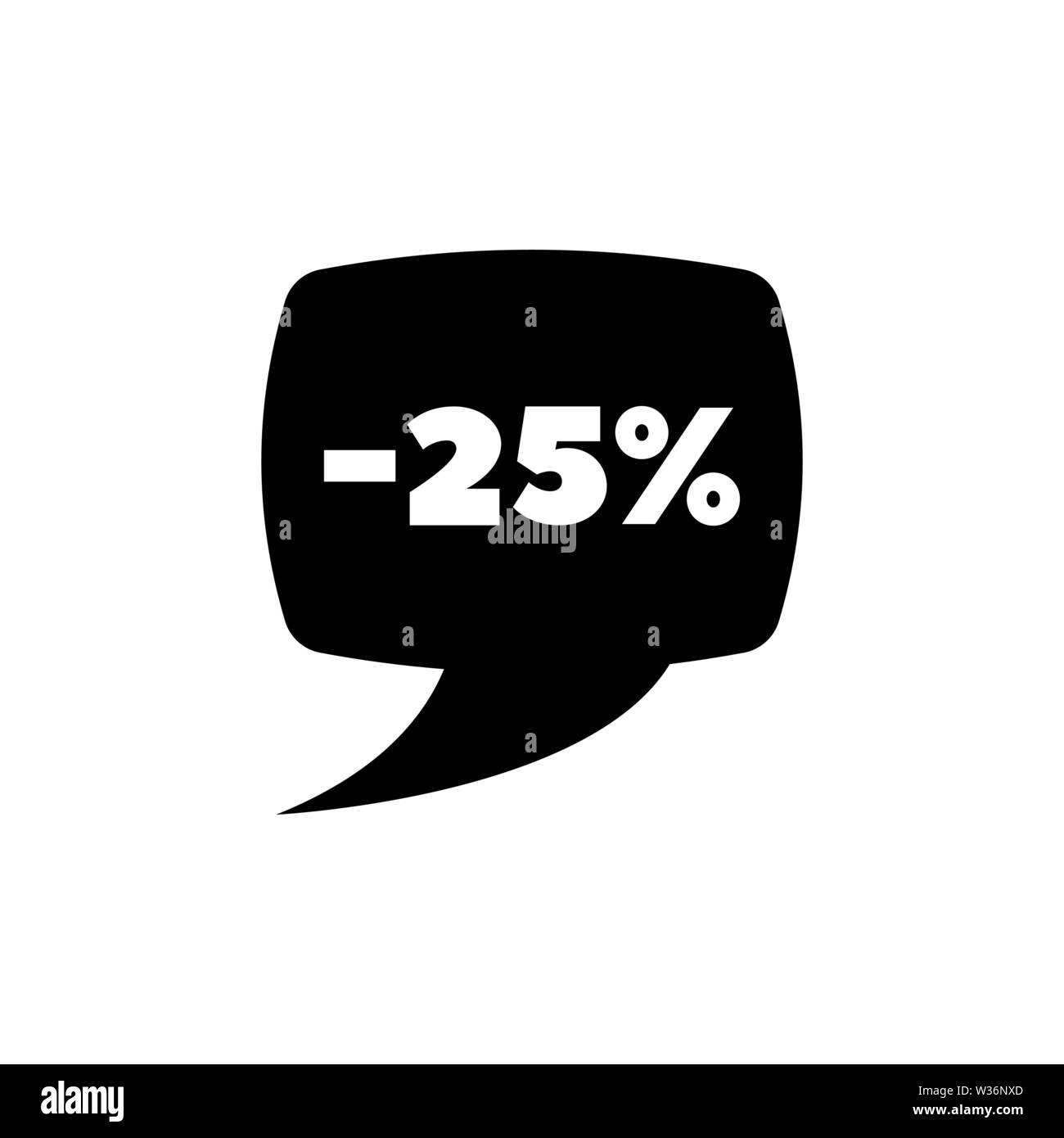 Speech Bubble Discount. Flat Vector Icon. Simple black symbol on white ...