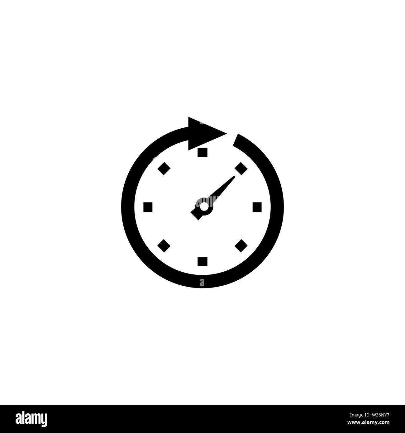 Clock Arrow. Flat Vector Icon. Simple black symbol on white background ...