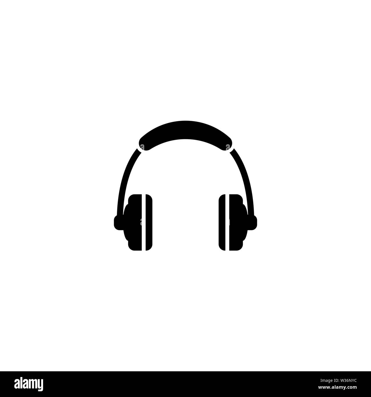 Headphones. Flat Vector Icon. Simple black symbol on white background ...