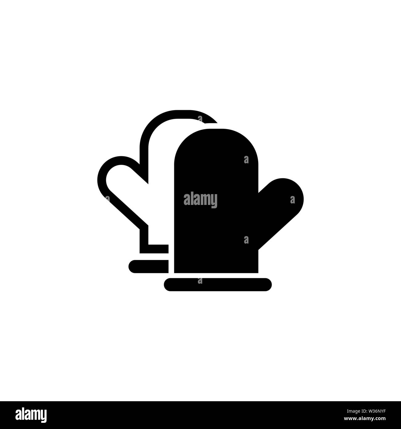 Mittens. Flat Vector Icon. Simple black symbol on white background ...