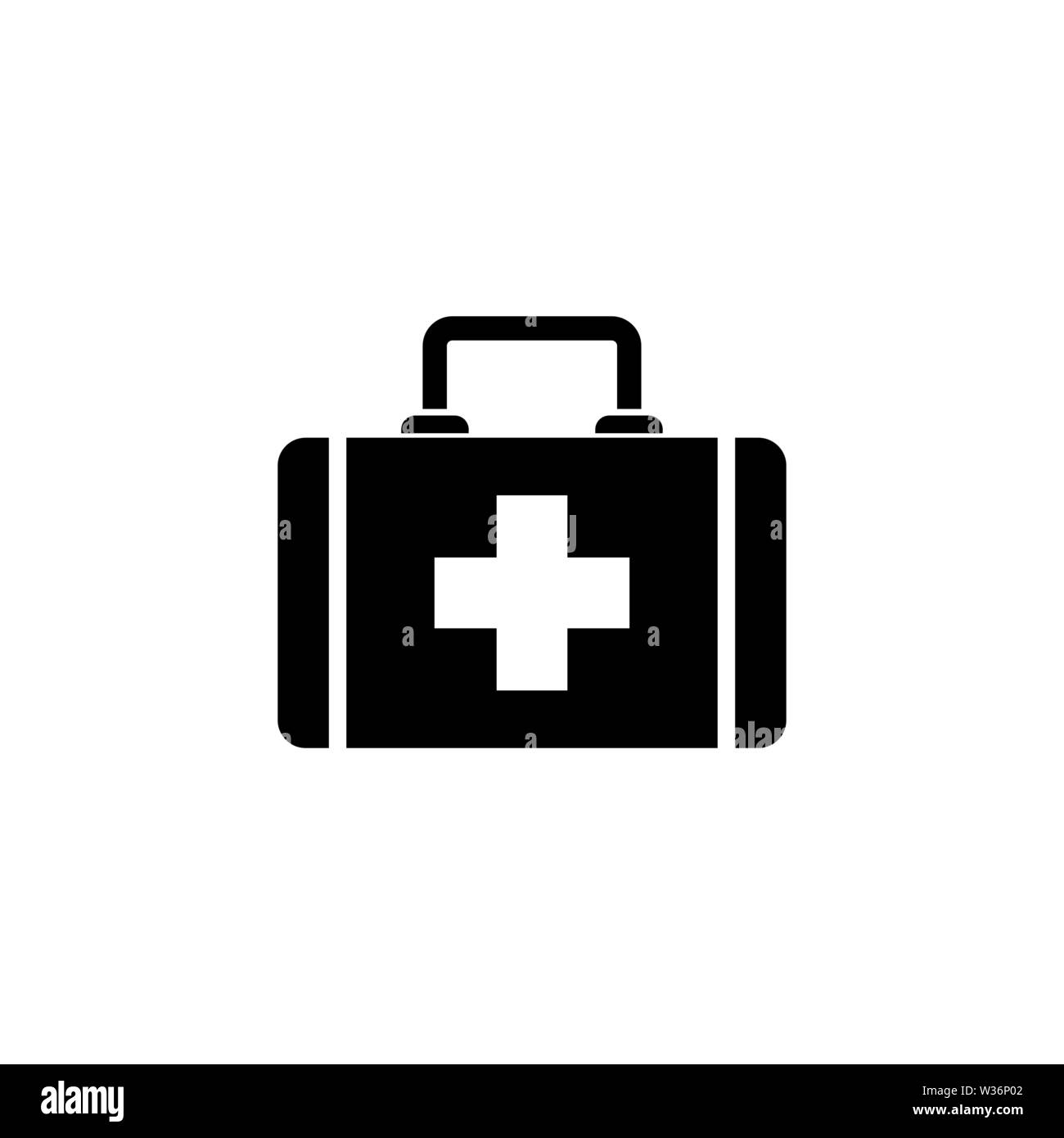 First Aid Kit. Flat Vector Icon. Simple black symbol on white ...