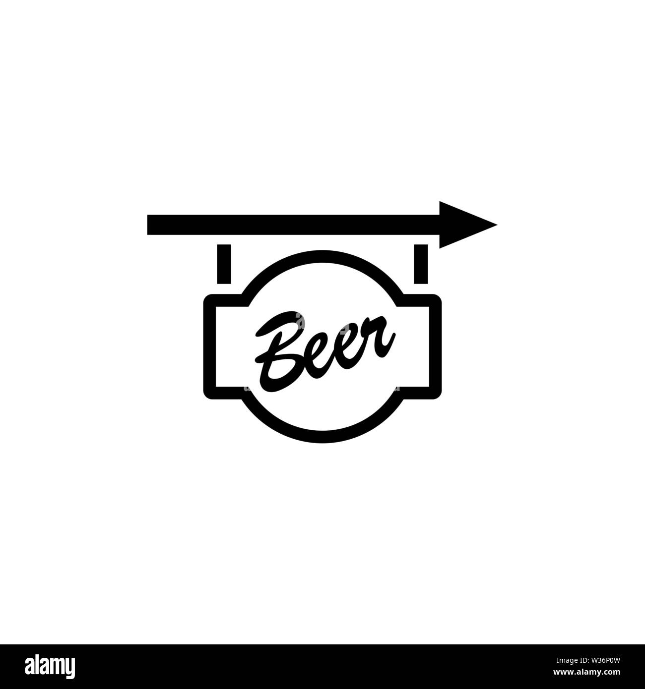 Beer Signboard. Flat Vector Icon. Simple black symbol on white ...