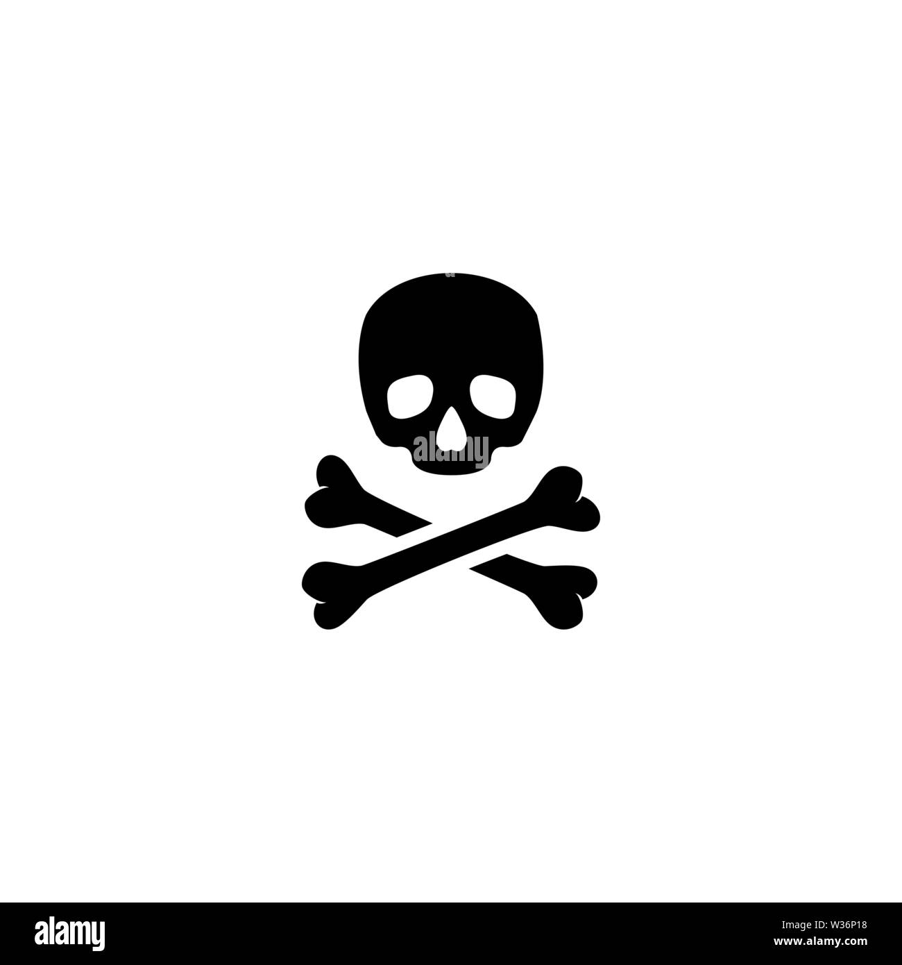 Crossbones. Death Skull. Flat Vector Icon. Simple black symbol on white ...