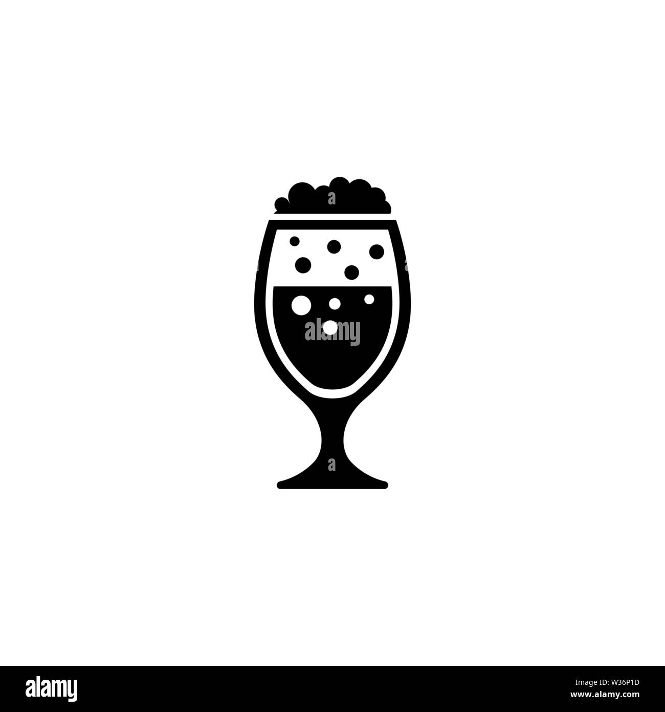 Lager Beer Glass. Flat Vector Icon. Simple black symbol on white ...