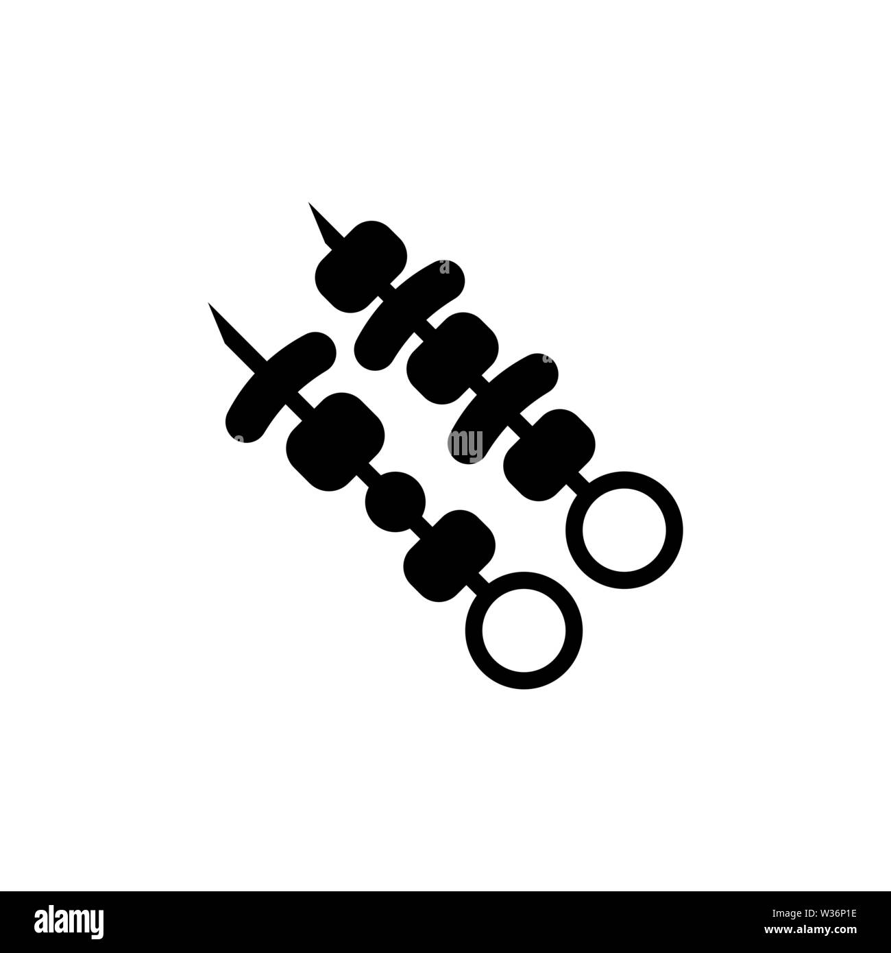 Shish Kebab on Skewers. Flat Vector Icon. Simple black symbol on white background Stock Vector ...