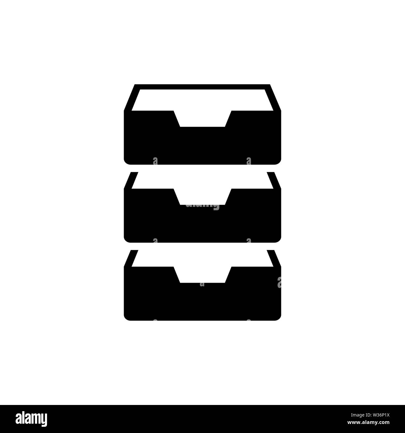 Folder Archive. Cabinet. Drawer. Flat Vector Icon. Simple black symbol ...