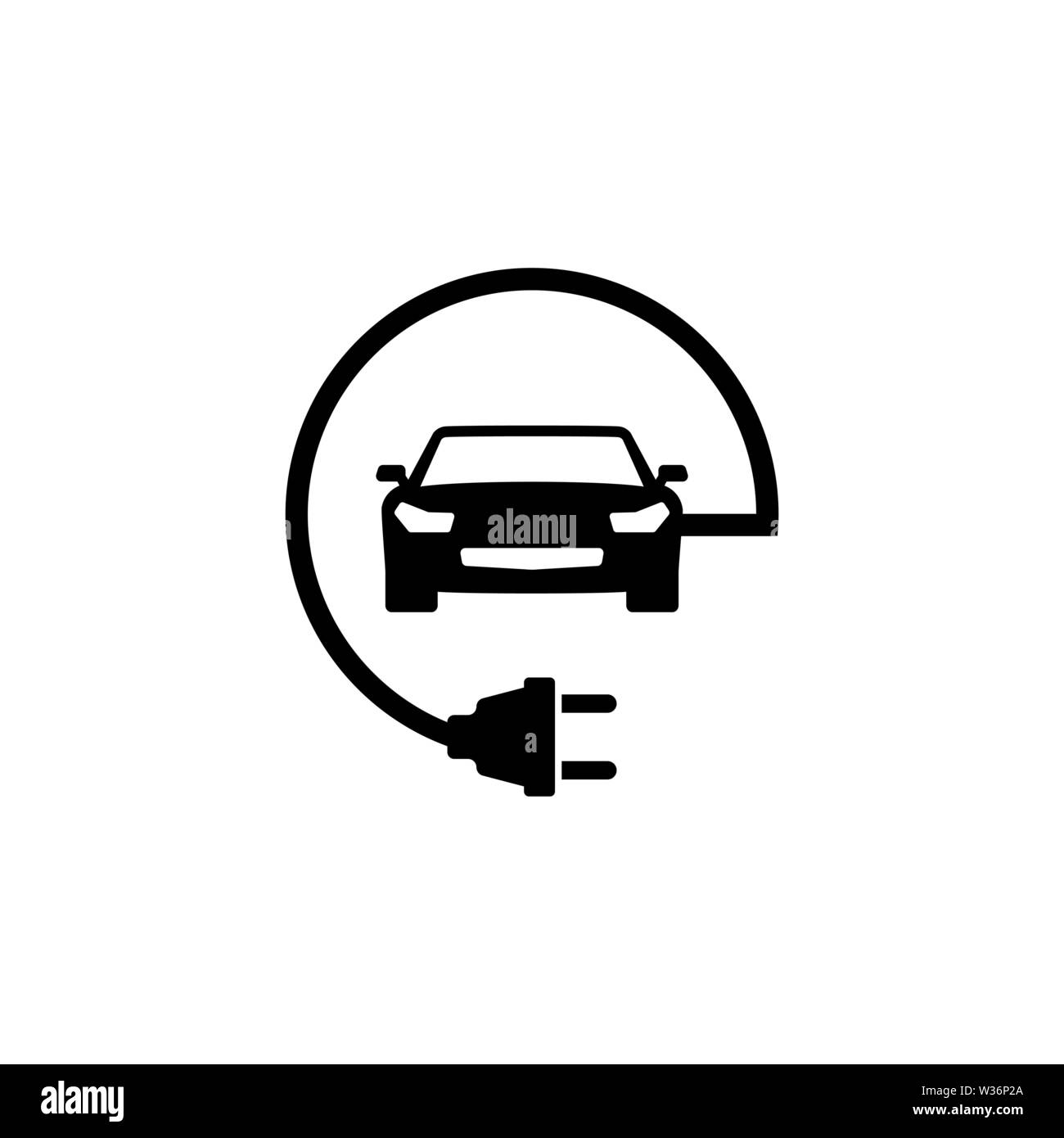 Electric Car. Flat Vector Icon. Simple black symbol on white background ...