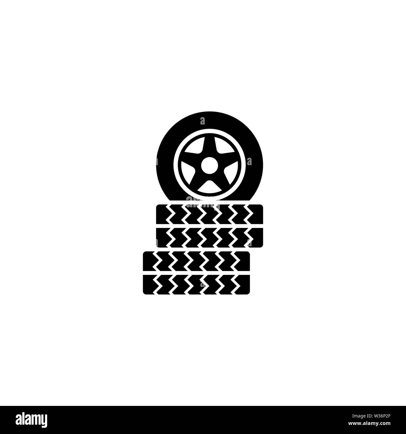 Car Tire. Flat Vector Icon. Simple black symbol on white background ...