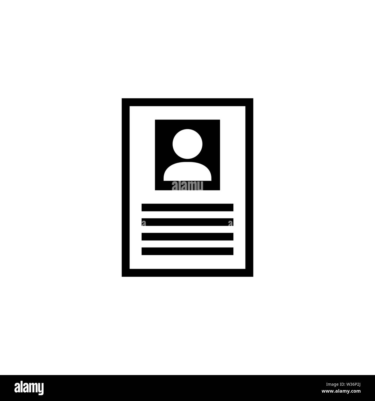 Information Person. Summary. Flat Vector Icon. Simple black symbol on ...