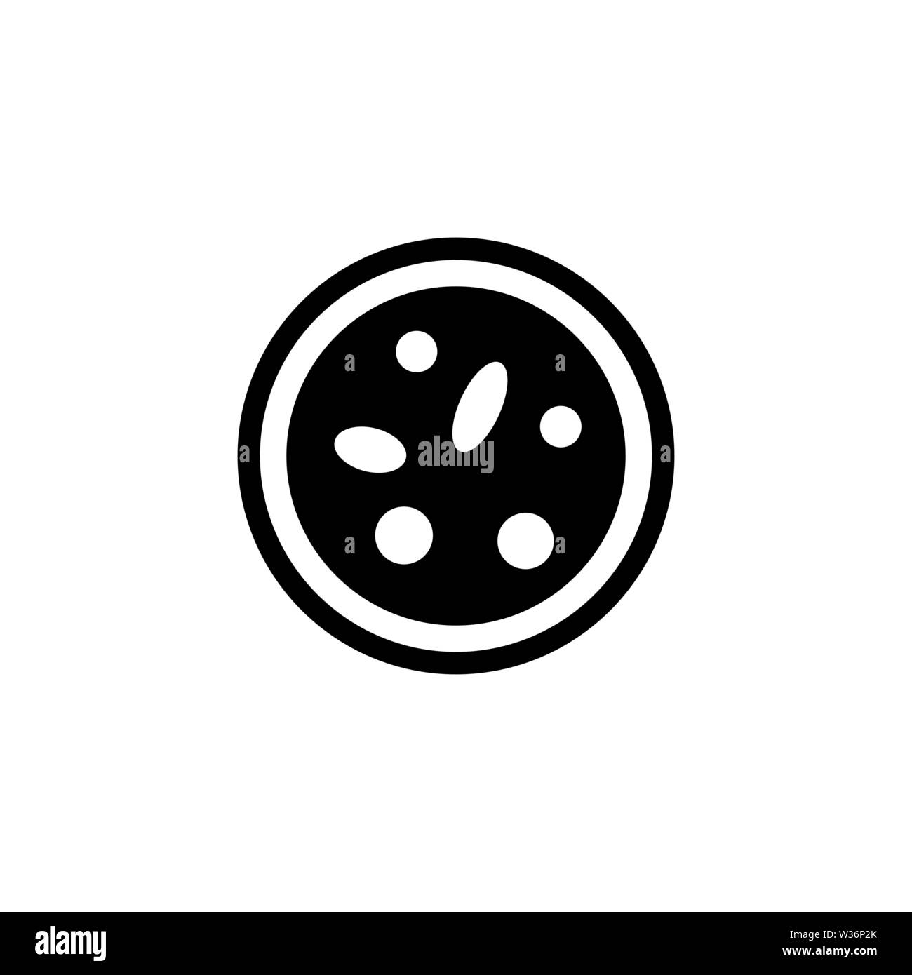 Bacteria under the Microscope. Flat Vector Icon. Simple black symbol on ...