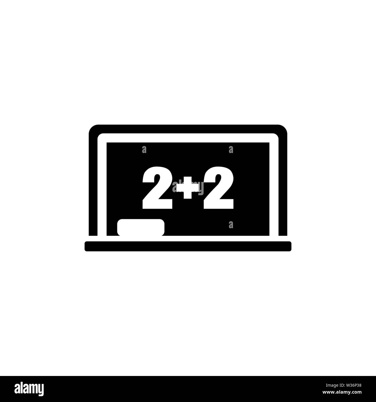 Blackboard Math Lesson. Flat Vector Icon. Simple black symbol on white ...