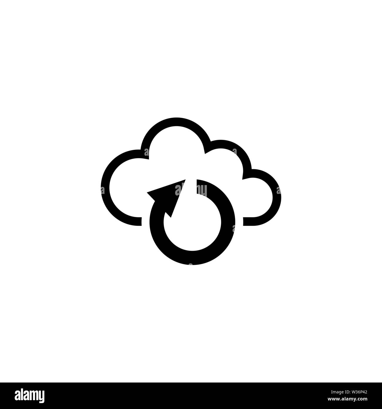 Cloud Sync. Flat Vector Icon. Simple black symbol on white background ...