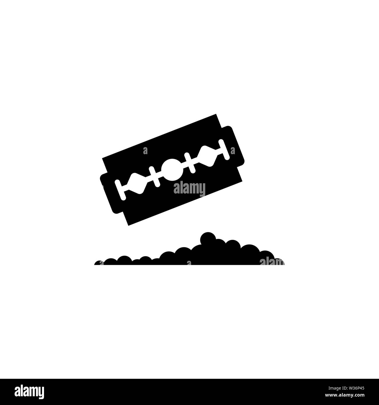 Razor Blade with Pile Cocaine. Flat Vector Icon. Simple black symbol on ...