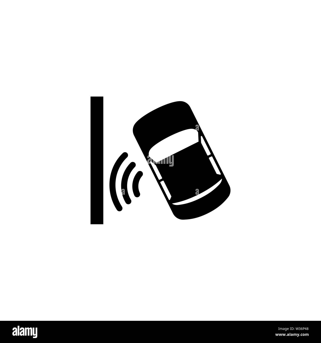 Automatic Parking Assist System. Flat Vector Icon. Simple black symbol ...